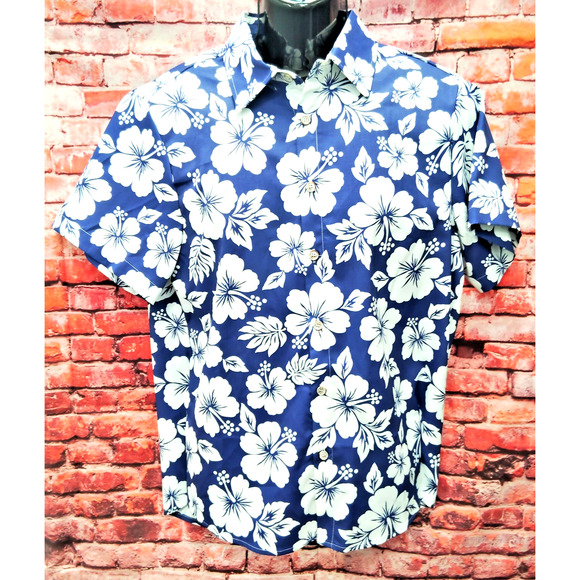 Royau | Shirts | Royaura Hawaiian Shirt Mens Medium Navy Floral Print ...